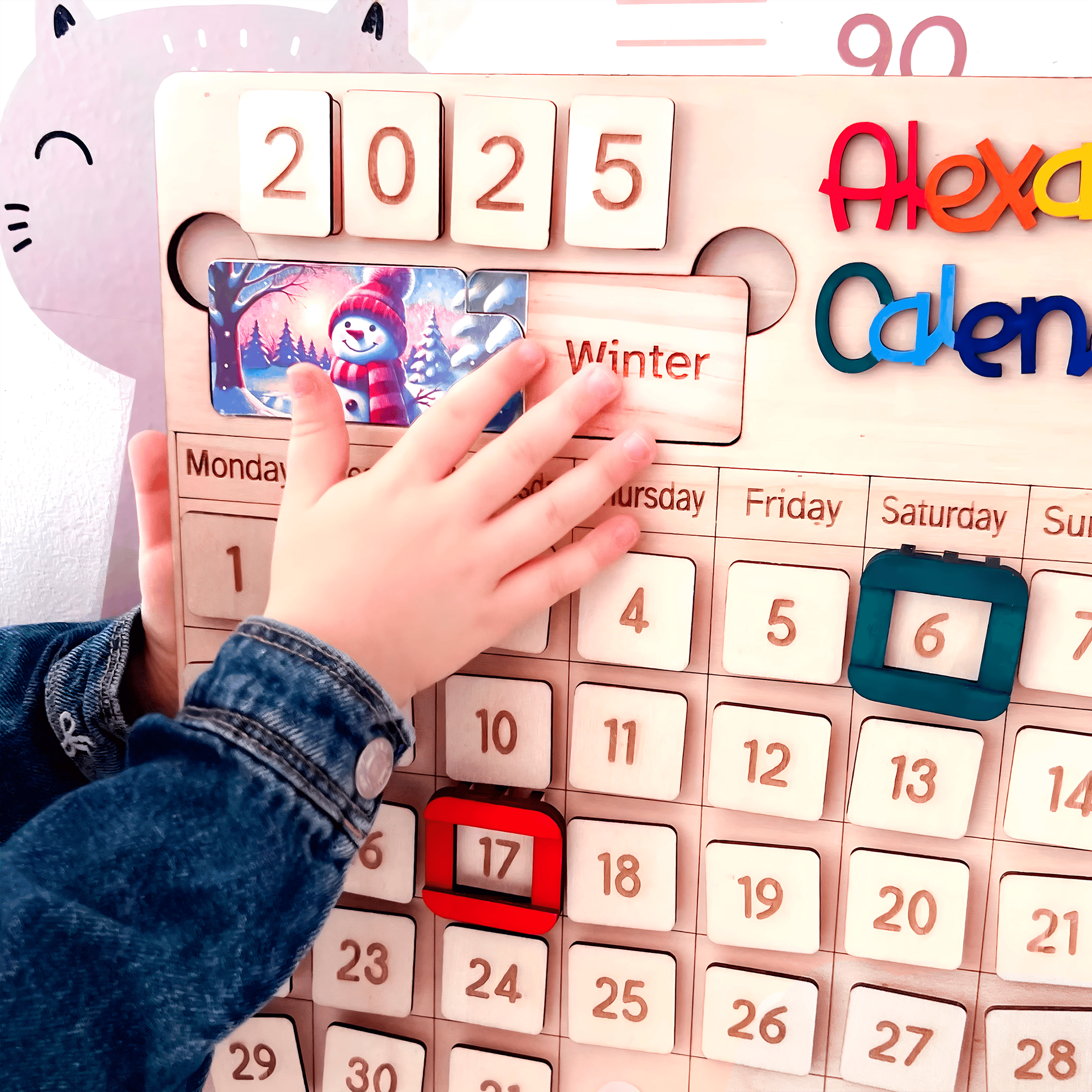 All-in-one Kids’ Montessori Educational Calendar, Wooden Personalized ...