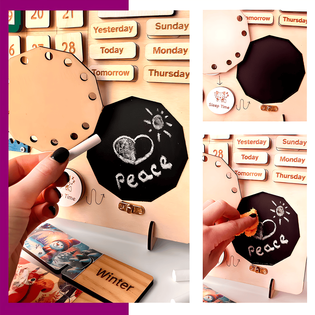 All-in-one Kids’ Montessori Educational Calendar, Wooden Personalized ...